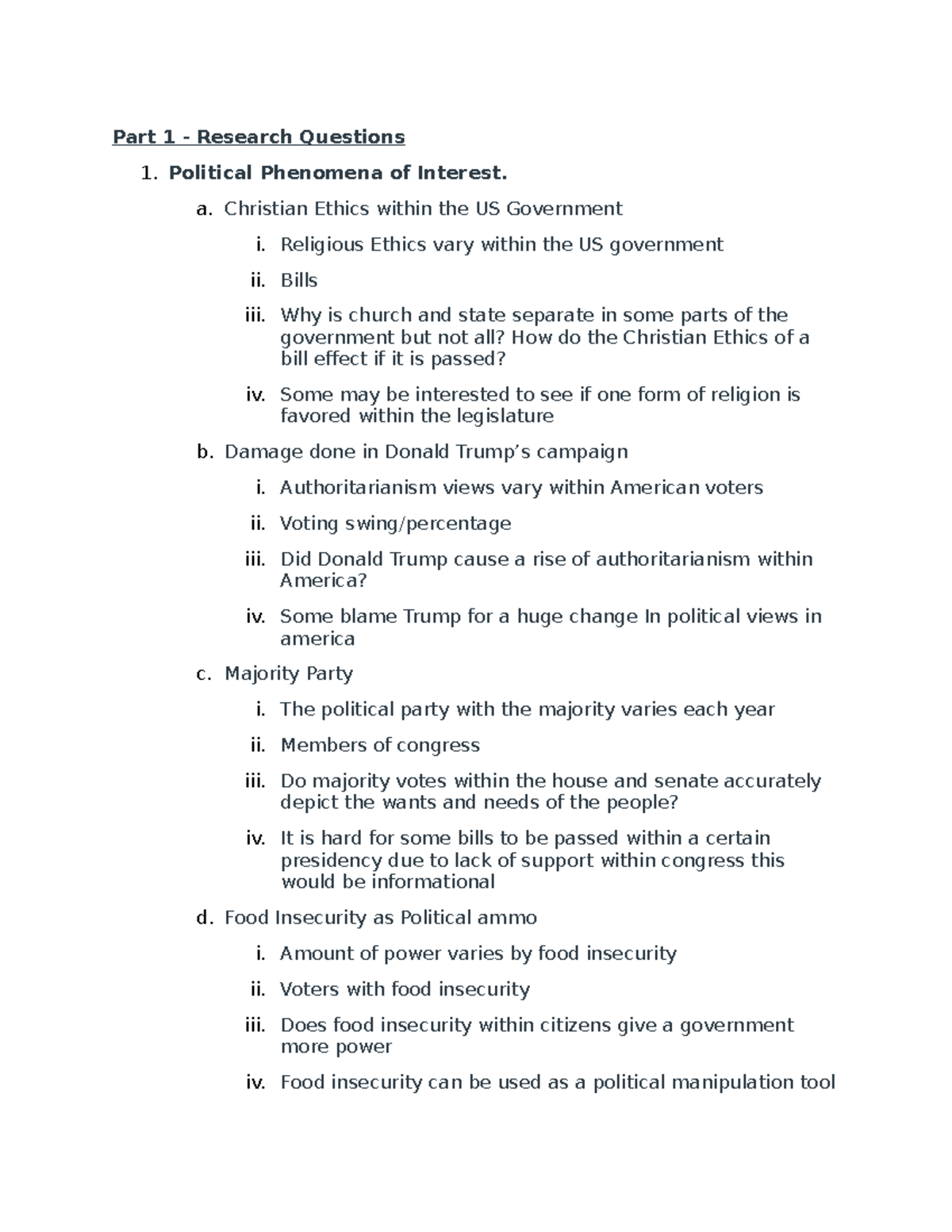 Research Questions - Class activity - Part 1 - Research Questions ...