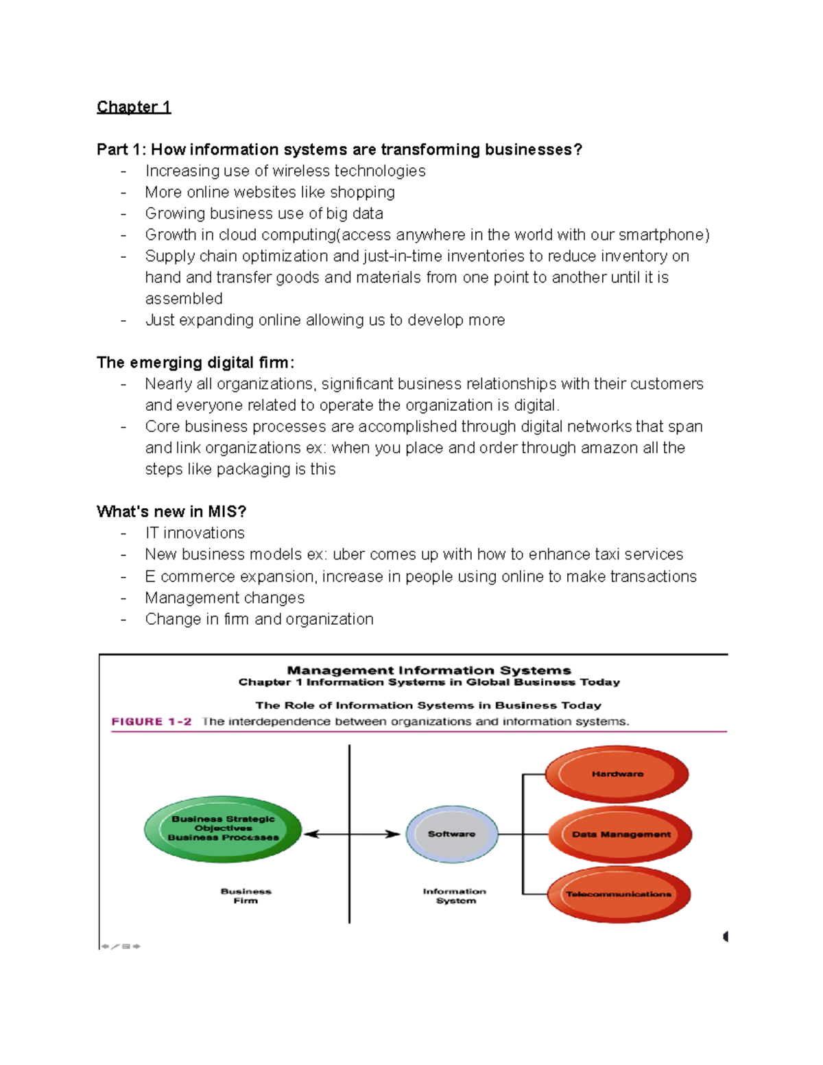 2KA3 Notes - Chapter 1 Part 1: How information systems are transforming ...