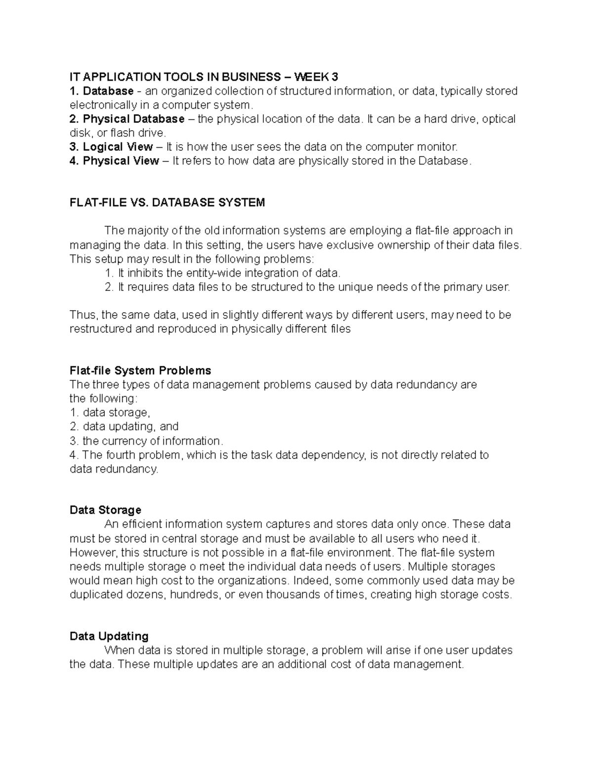 IT Application Tools IN Business – WEEK 3 - IT APPLICATION TOOLS IN ...