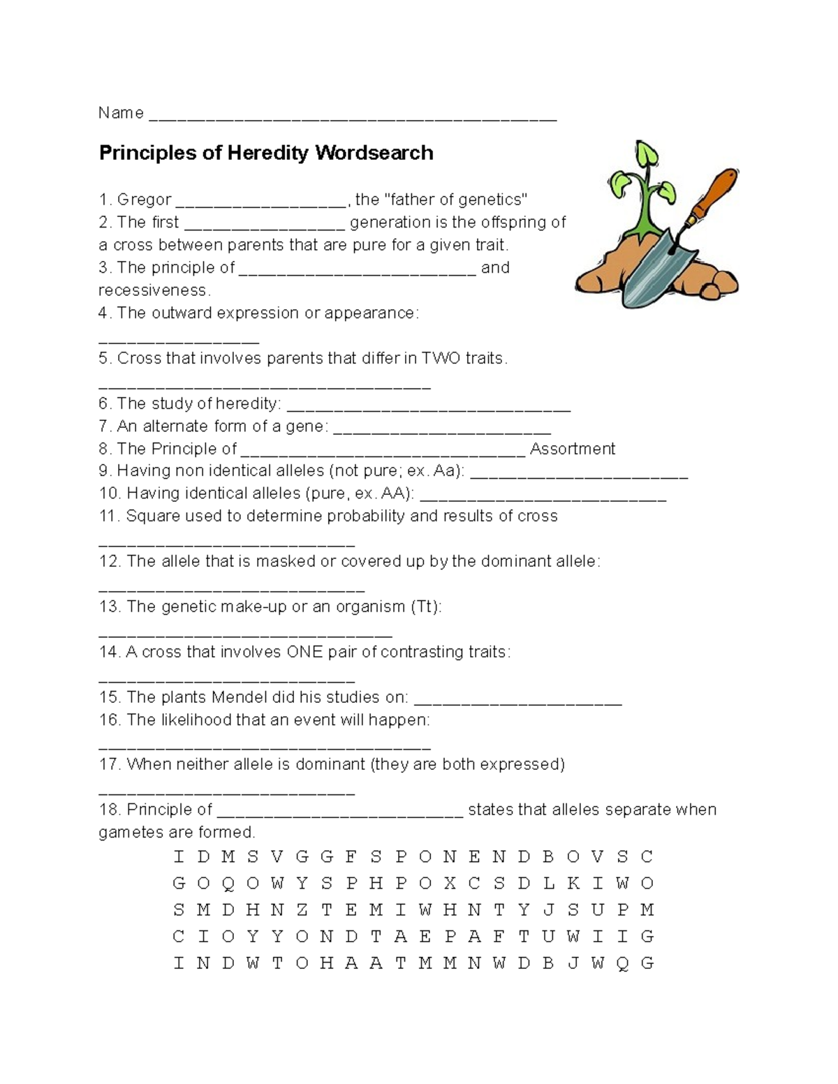 Heredity wordsearch - Im totally a teacher ong - Name