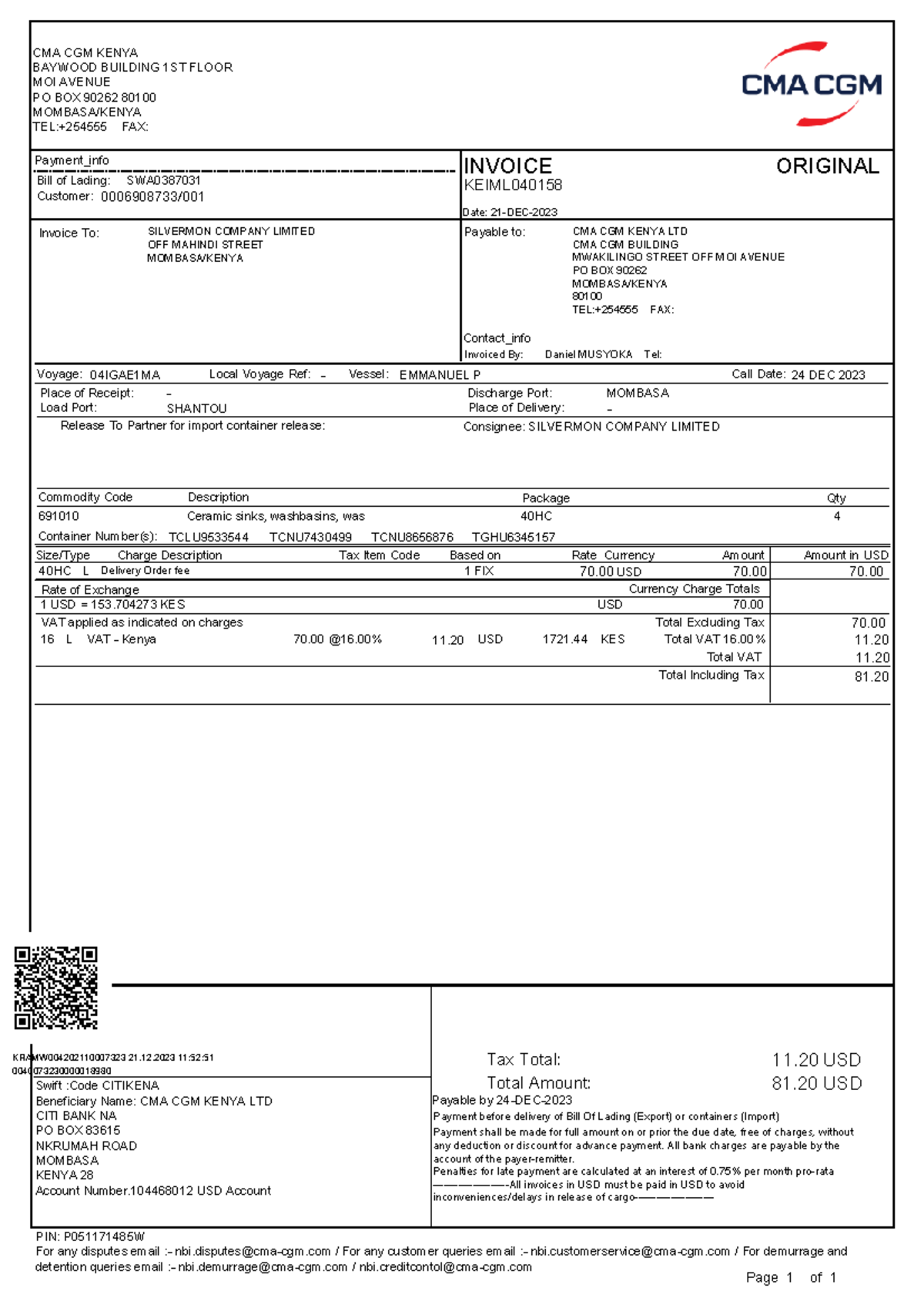 60759 do fee - Collection of Charges - Page 1 of 1 Commodity Code ...