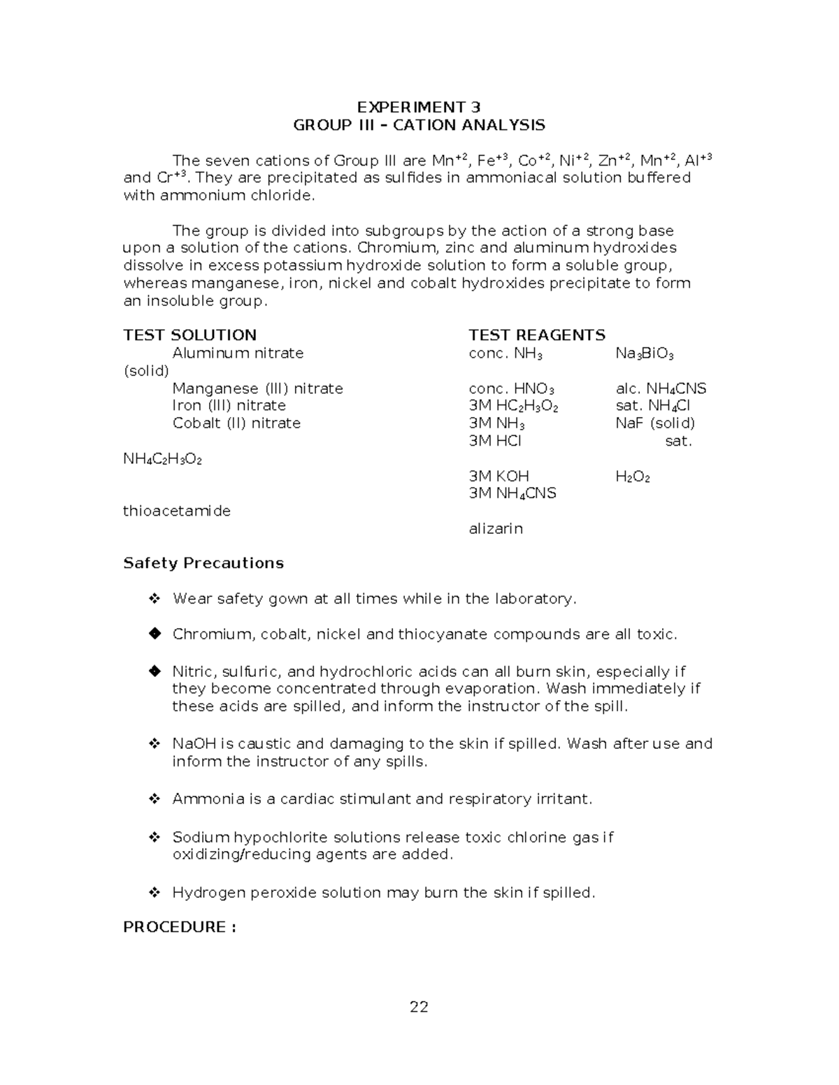 Expt-3-Group-III-Cation-Analysis - EXPERIMENT 3 GROUP III – CATION ...