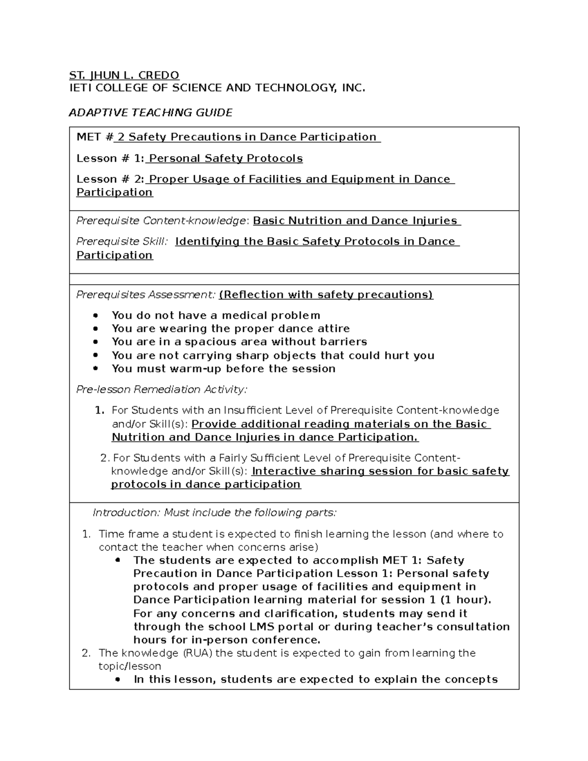 Adaptive- Teaching- Guide - ST. JHUN L. CREDO IETI COLLEGE OF SCIENCE ...