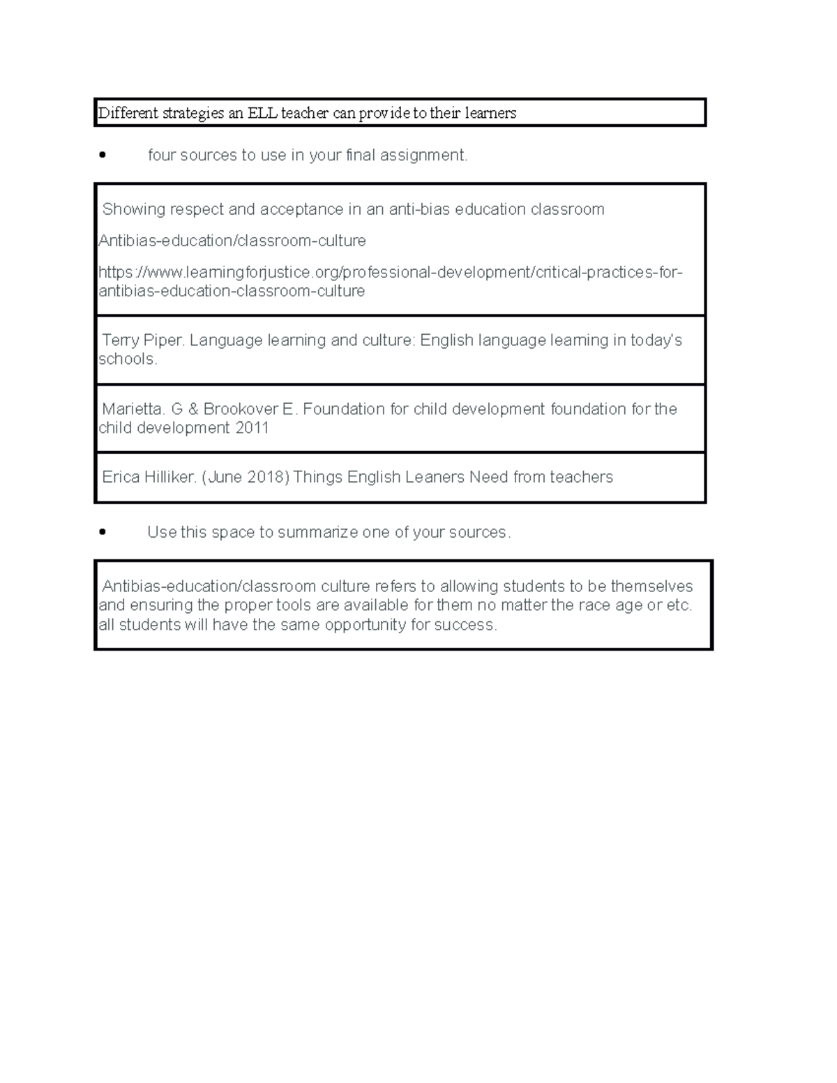 ELL 240 week 2 asignment 2 - Different strategies an ELL teacher can ...