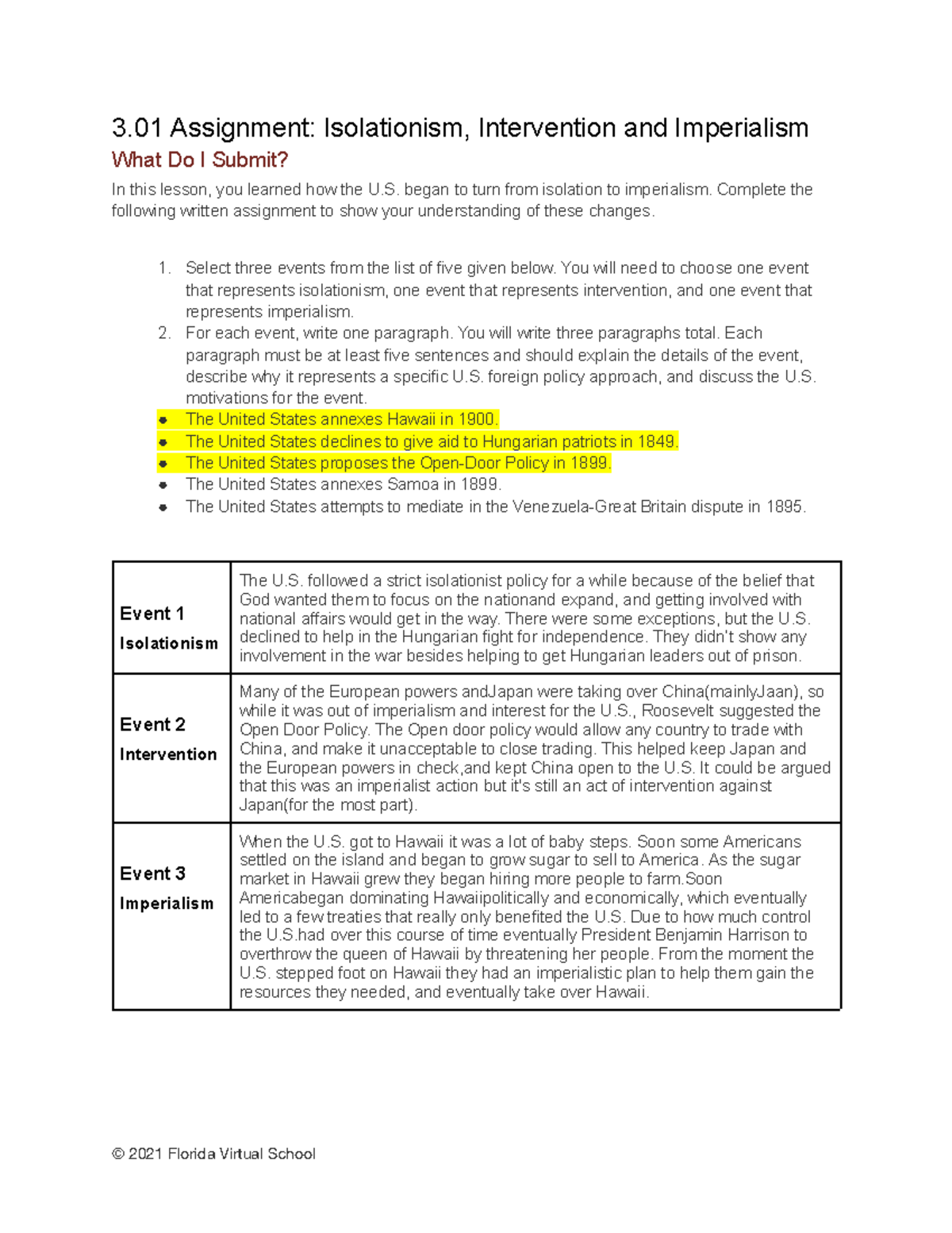 Deziree Leckel - V21 3.01 - 3 Assignment: Isolationism, Intervention ...