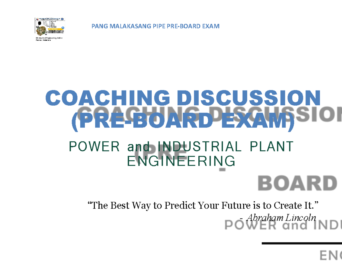 PANG Malakasang PIPE PRE- Board EXAM AUG 2024-1 - PANG MALAKASANG PIPE PRE-BOARD EXAM COACHING ...
