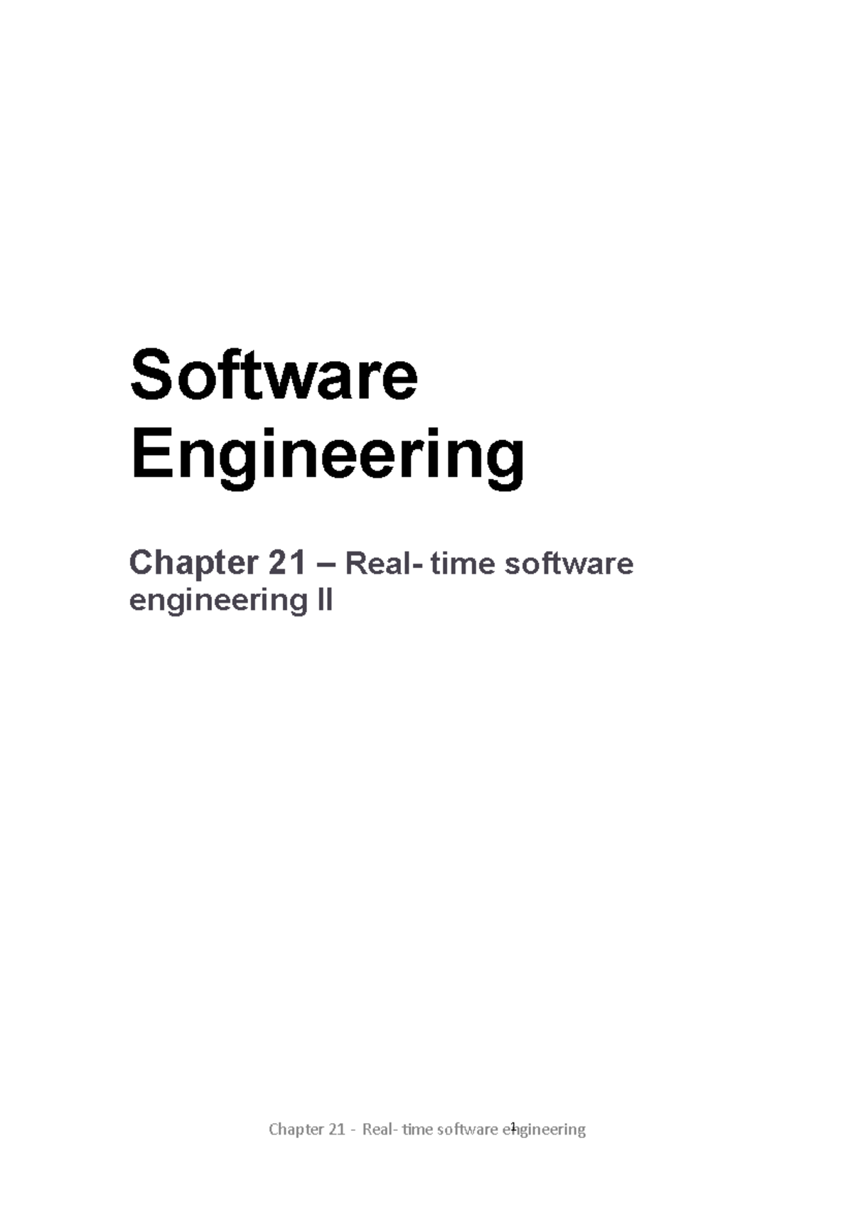 Software Engineering Ch21 Real Time Software Engineering Lecture 2 Software Engineering
