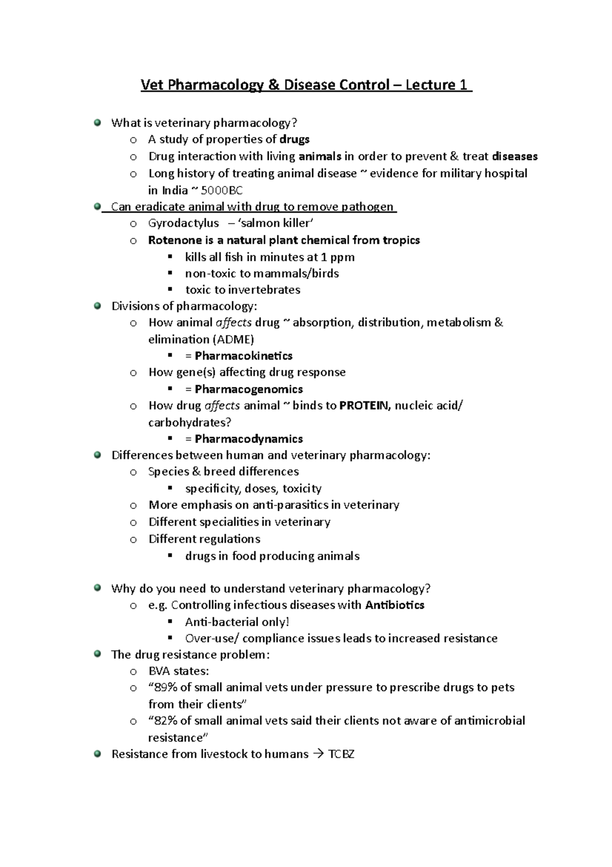 Vet Pharmacology - Lecture 1 - Vet Pharmacology & Disease Control ...
