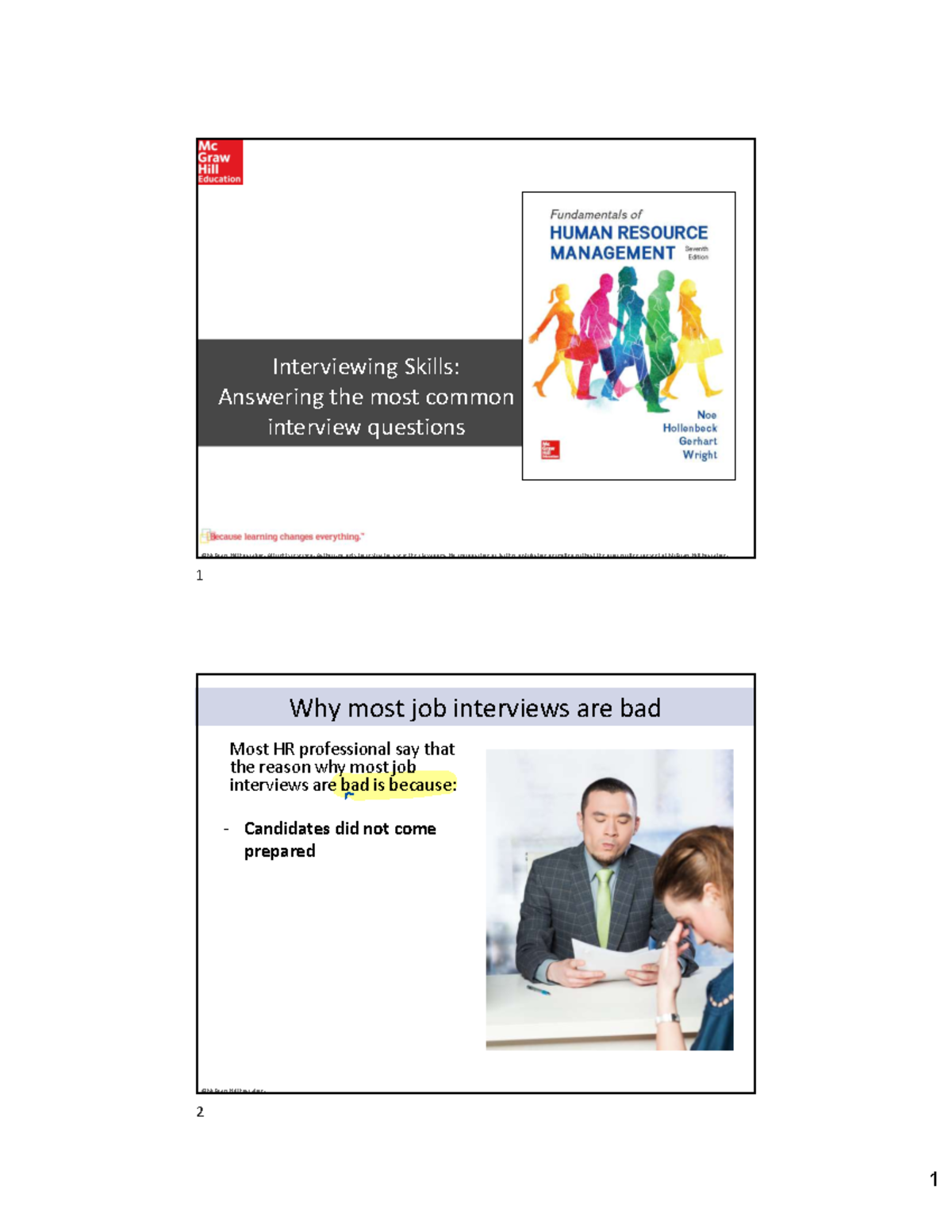 Ch 6 Workshop Job Interview Workshop - ©McGraw-Hill Education. All ...