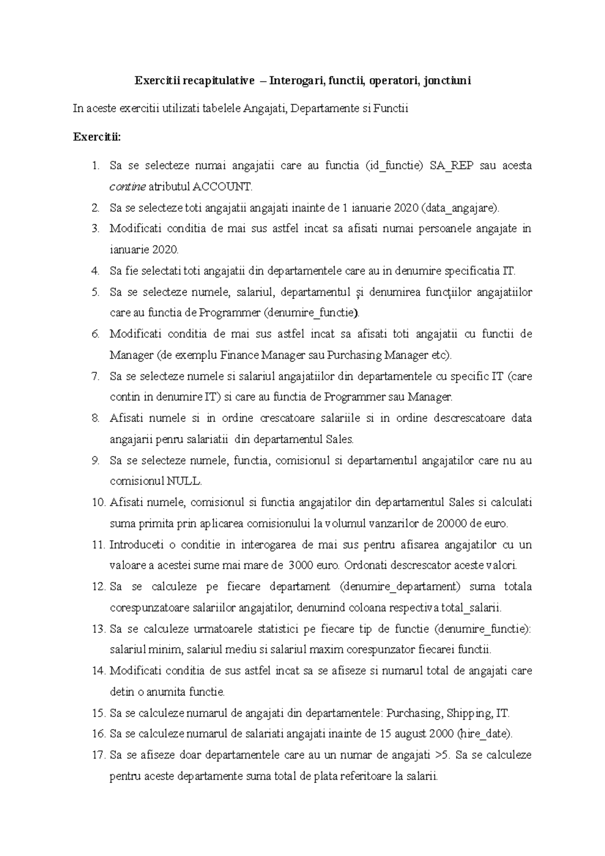 Seminar 8 -Exercitii recapitulative - Exercitii recapitulative ...