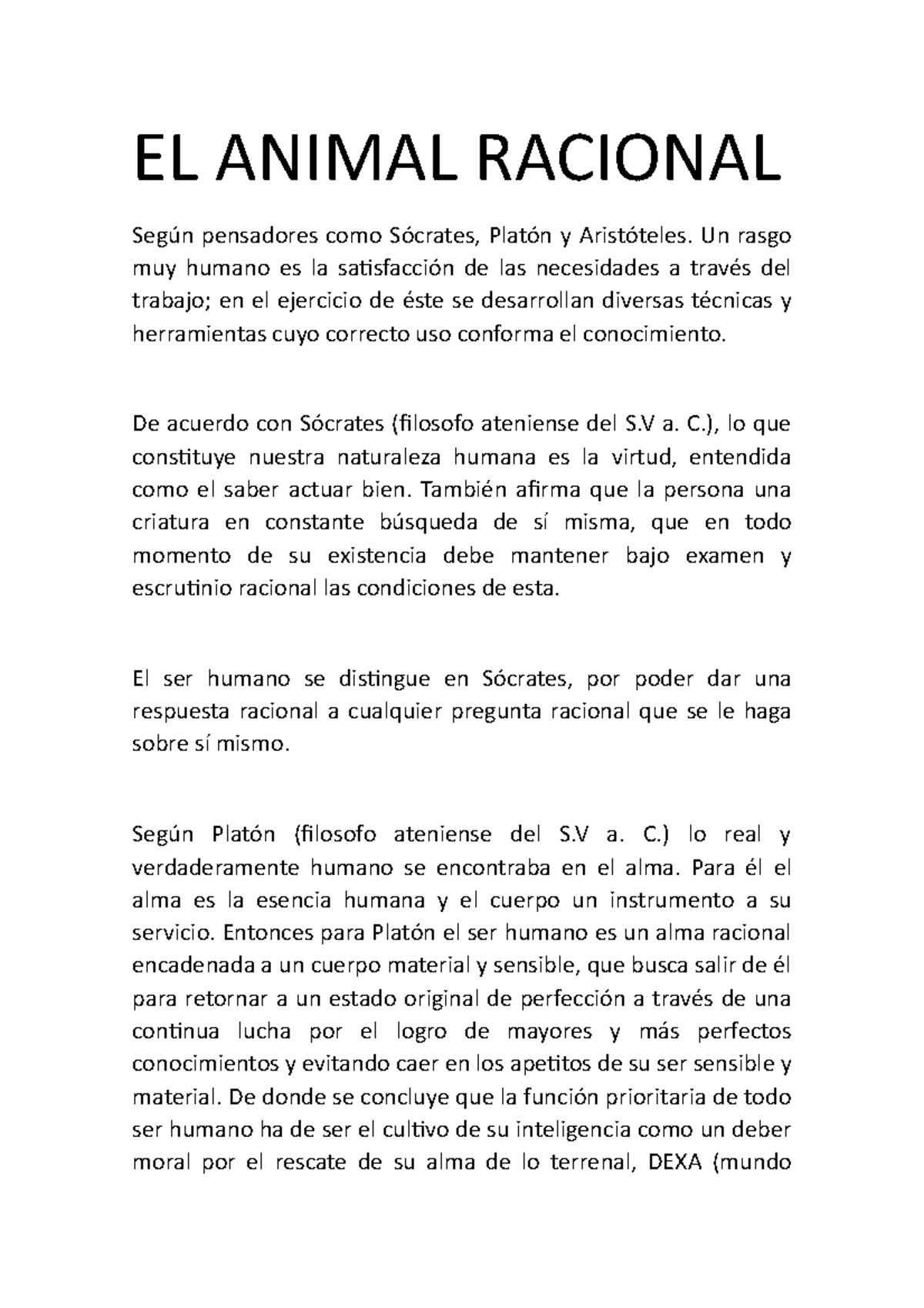 EL Animal Racional EL Animal Racional EL Animal Racional - Realidad ...