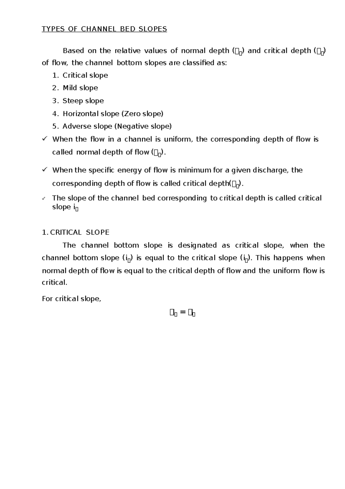 the different types of channel bed slopes - TYPES OF CHANNEL BED SLOPES ...