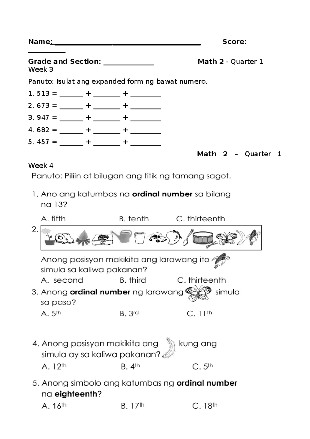 Math 2 - Week 3and 4 Assessment - Mathematics in the modern world ...