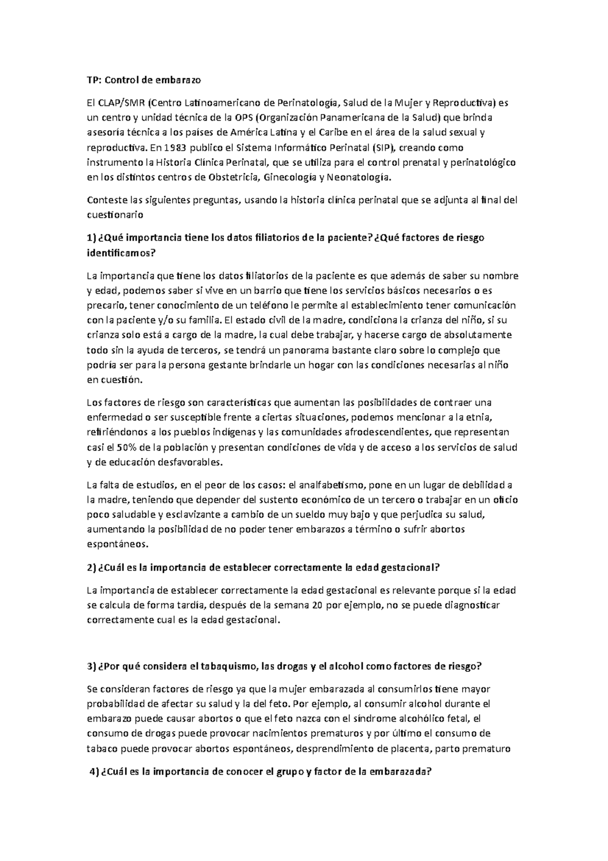 Tp control del embarazo 2021 - TP: Control de embarazo El CLAP/SMR ...