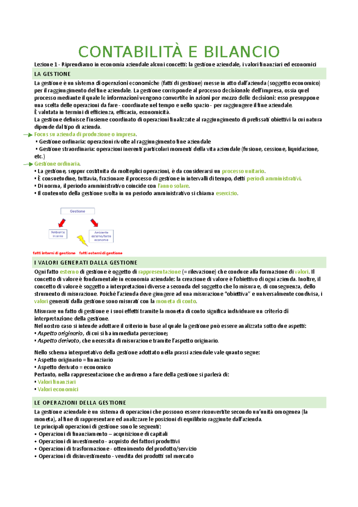 Contabilità e bilancio - CONTABILITÀ E BILANCIO Lezione 1 - Riprendiamo in economia aziendale ...