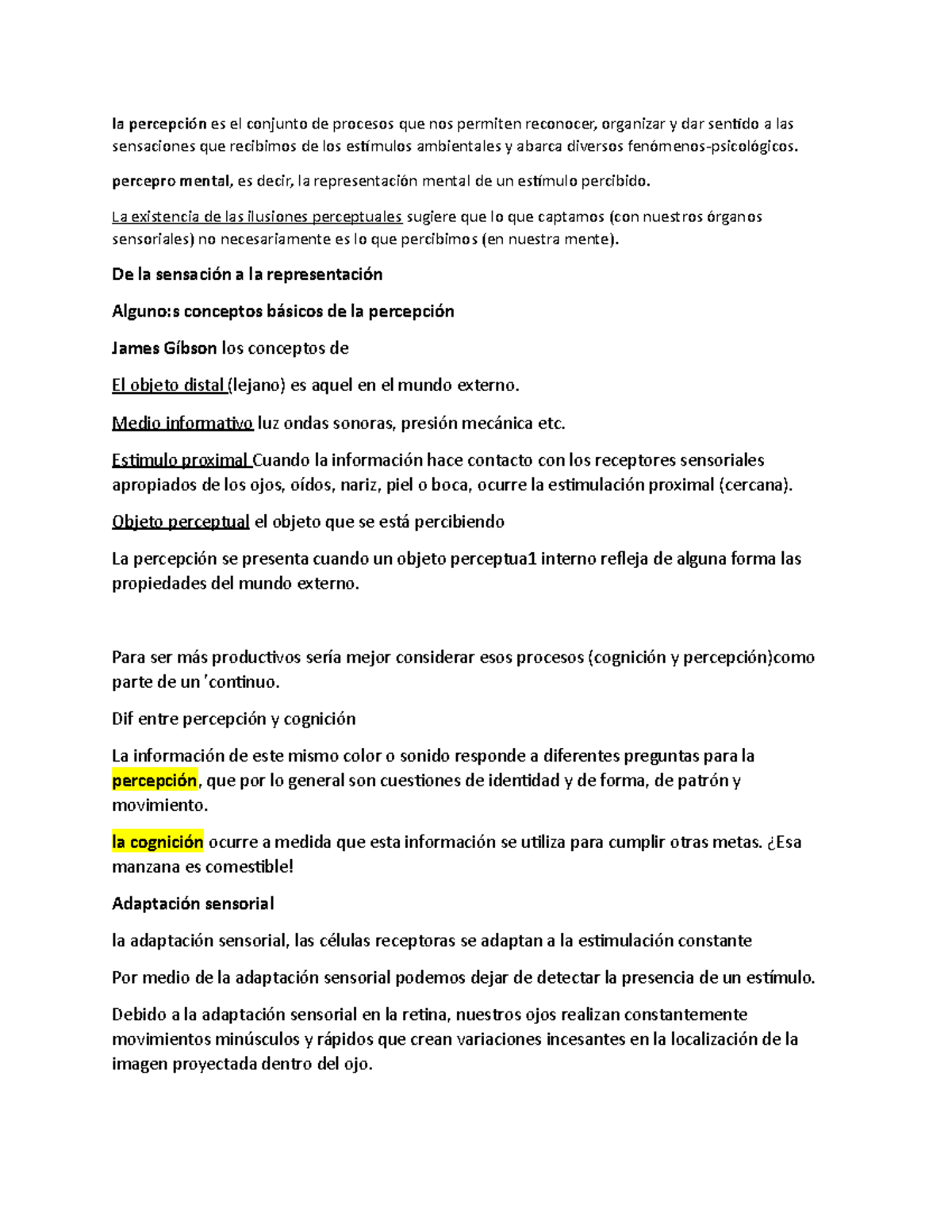 Sternberg cap3 - resumen del cap 3 - la percepción es el conjunto de procesos que nos permiten ...