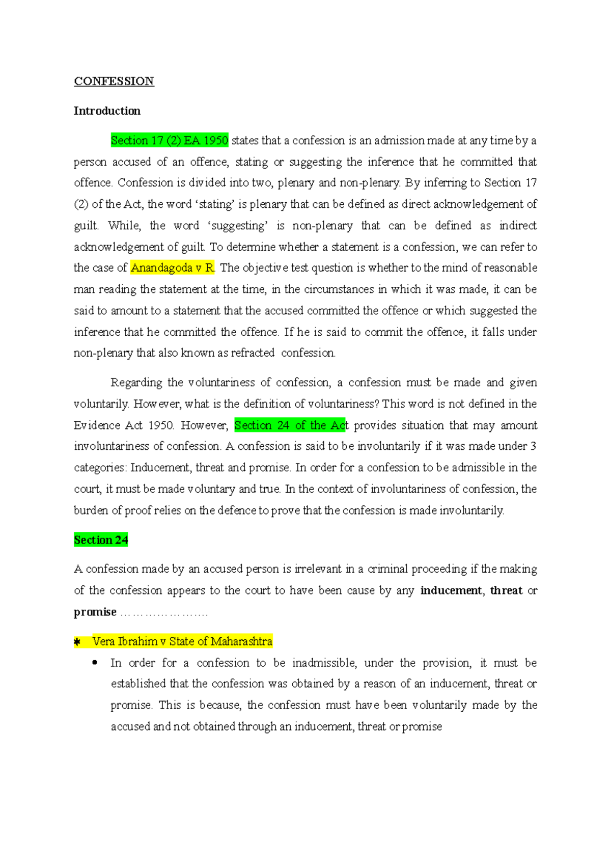Answer Script FOR Confessions - CONFESSION Introduction Section 17 (2 ...