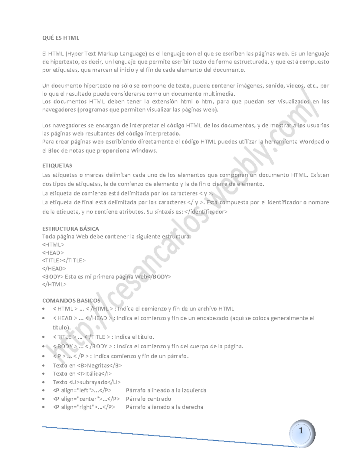 Html - practica 1 - QUÉ ES HTML El HTML (Hyper Text Markup Language) es ...