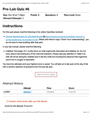 Pre-Lab Quiz #2 - Pre-Lab Quiz Due Oct 4 at 7:25pm Points 8 Questions 8 Time Limit None Allowed ...