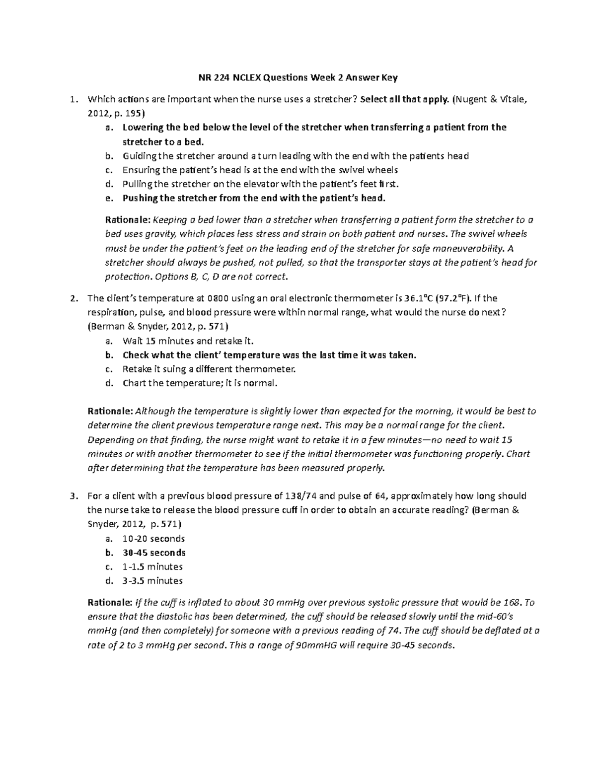 NR224 Nclex Practice Questions Week 2 Answers and Rationale - NR 224 NCLEX Questions Week 2 ...