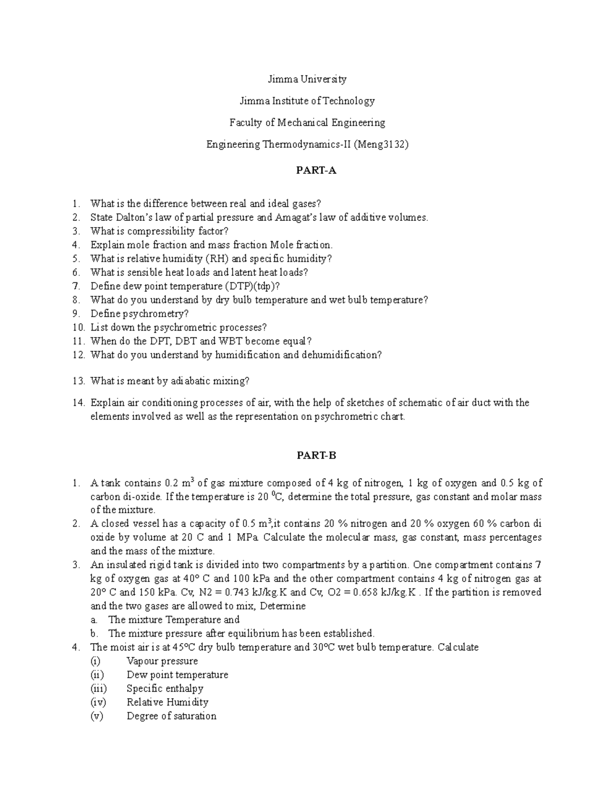 Assignment 1 - Jimma University Jimma Institute of Technology Faculty ...