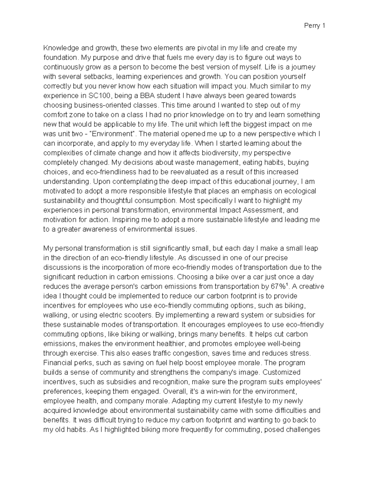 SC100 reflection Myles Perry - Knowledge and growth, these two elements ...