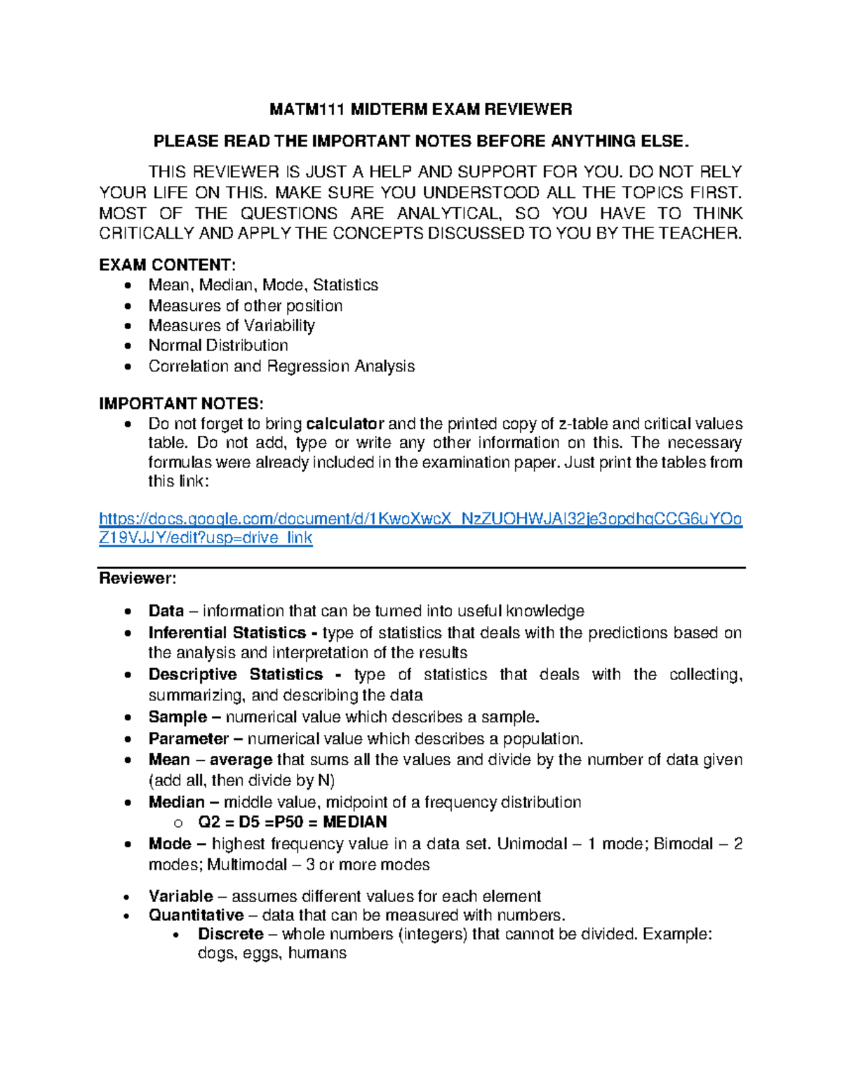 MATM111 Midterm EXAM Reviewer - MATM111 MIDTERM EXAM REVIEWER PLEASE ...