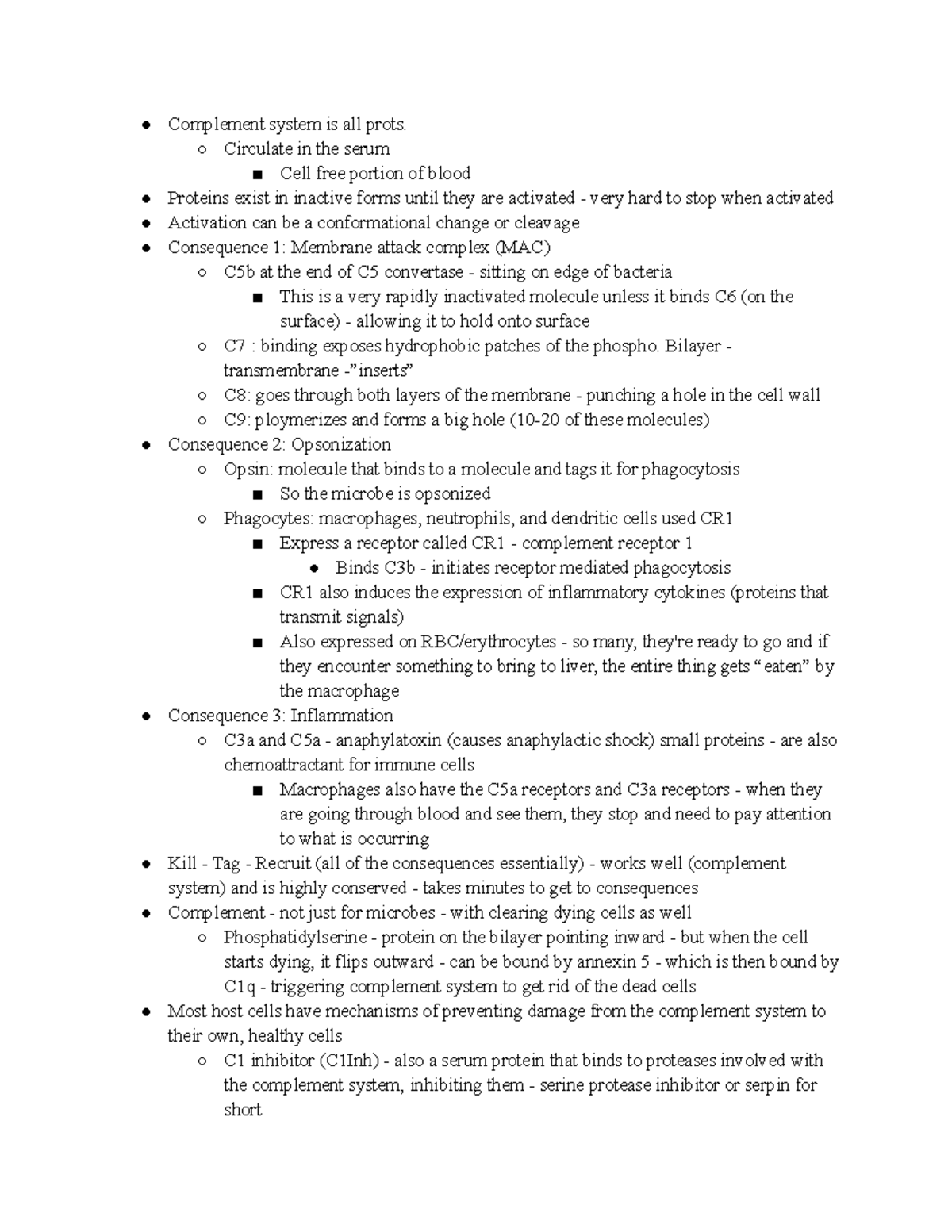 1 - Lecture notes from the second lecture on the complement system ...