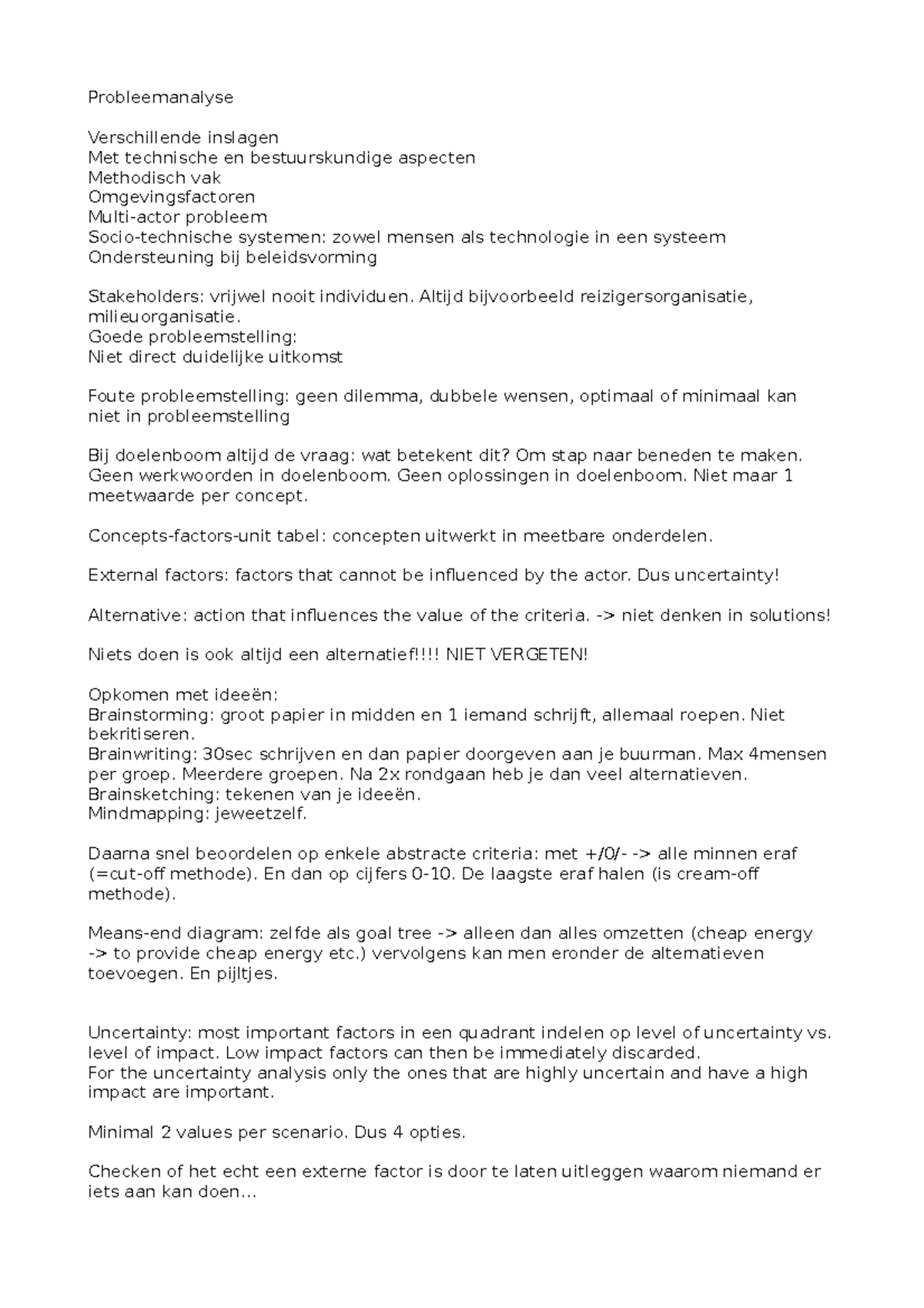 Probleemanalyse - College-aantekeningen alle - Probleemanalyse ...