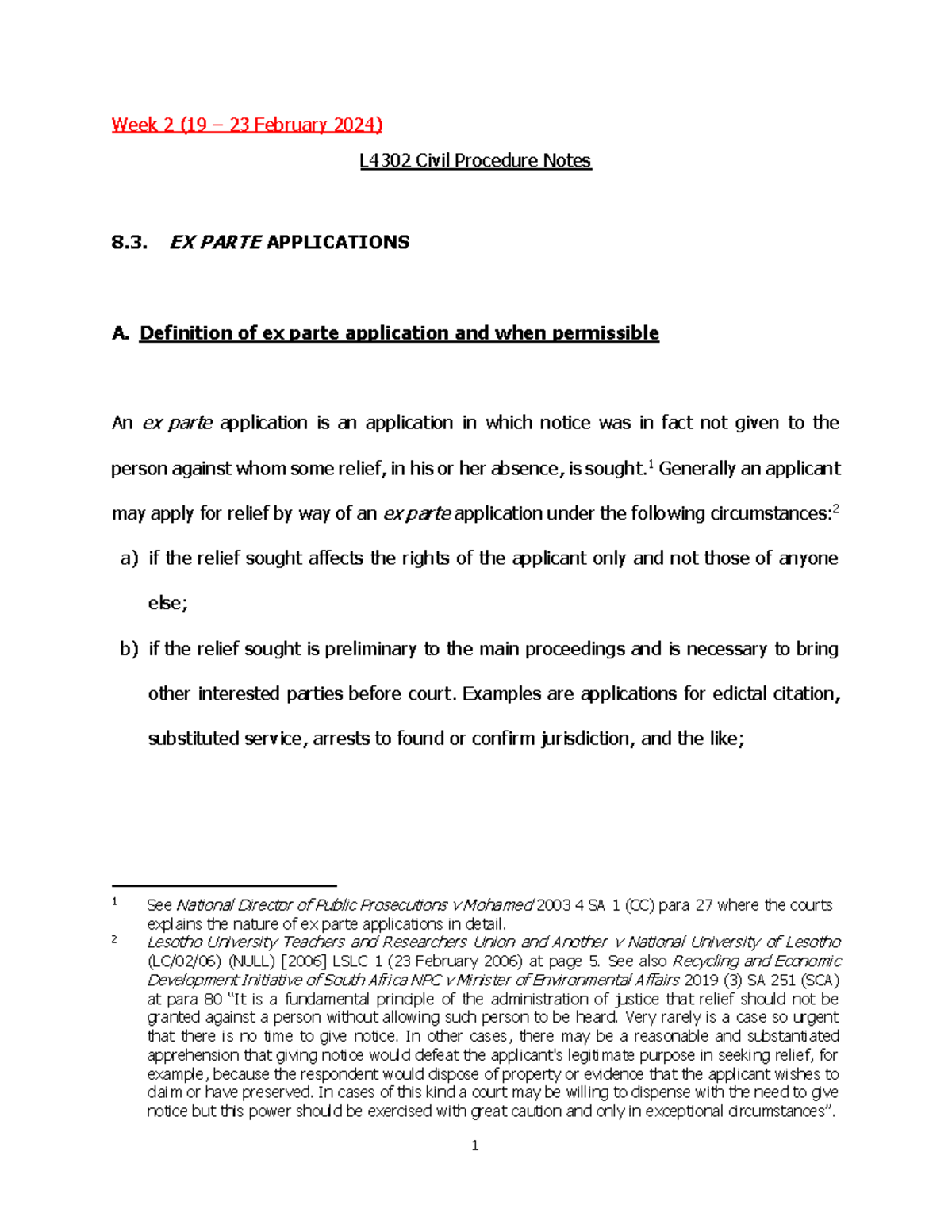 Week 2 Notes (19 - 23 Feb 2024) - Week 2 (19 – 23 February 2024 ) L4302 ...