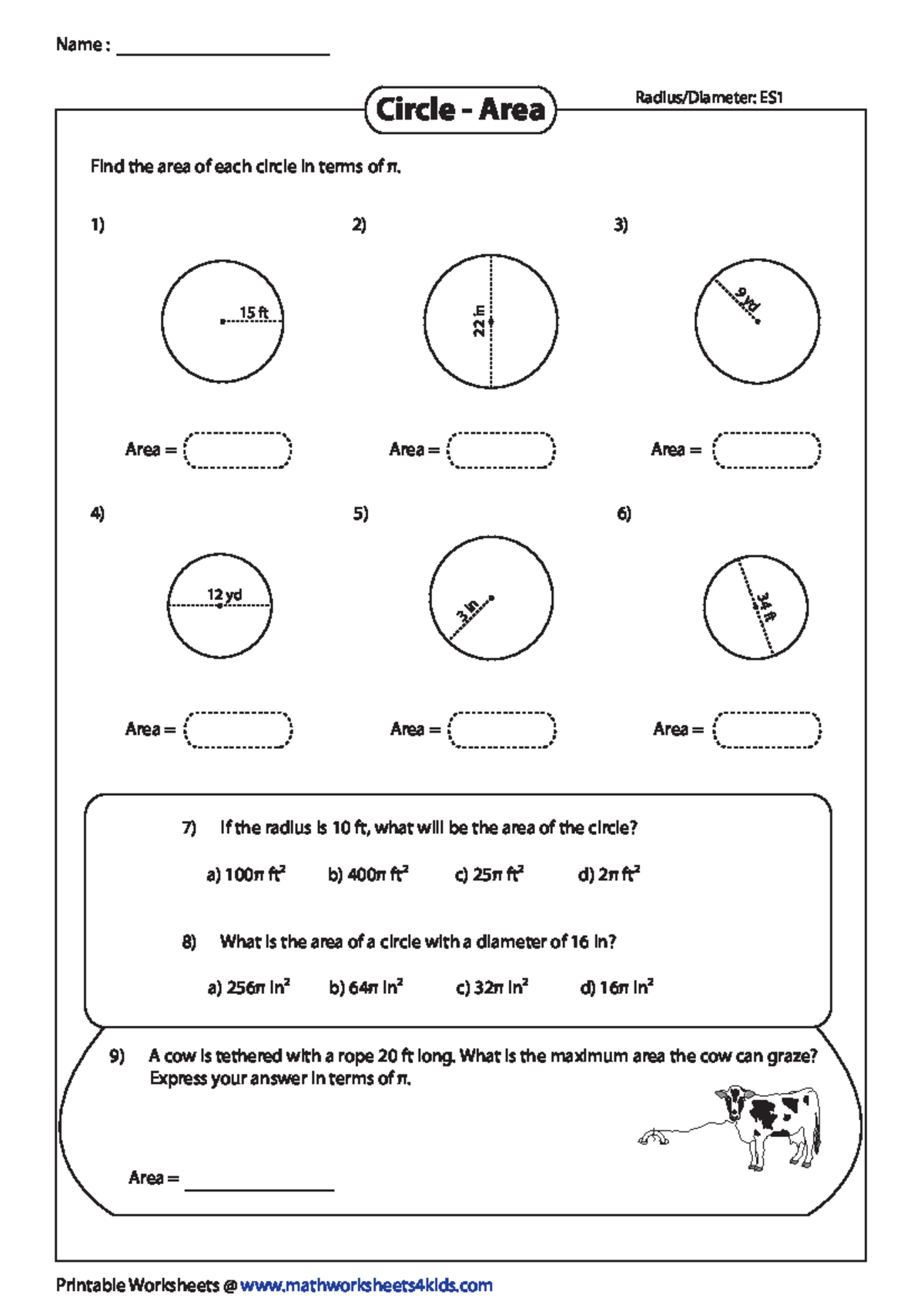 Area mixed easy 1 - Area - ! " - Studocu