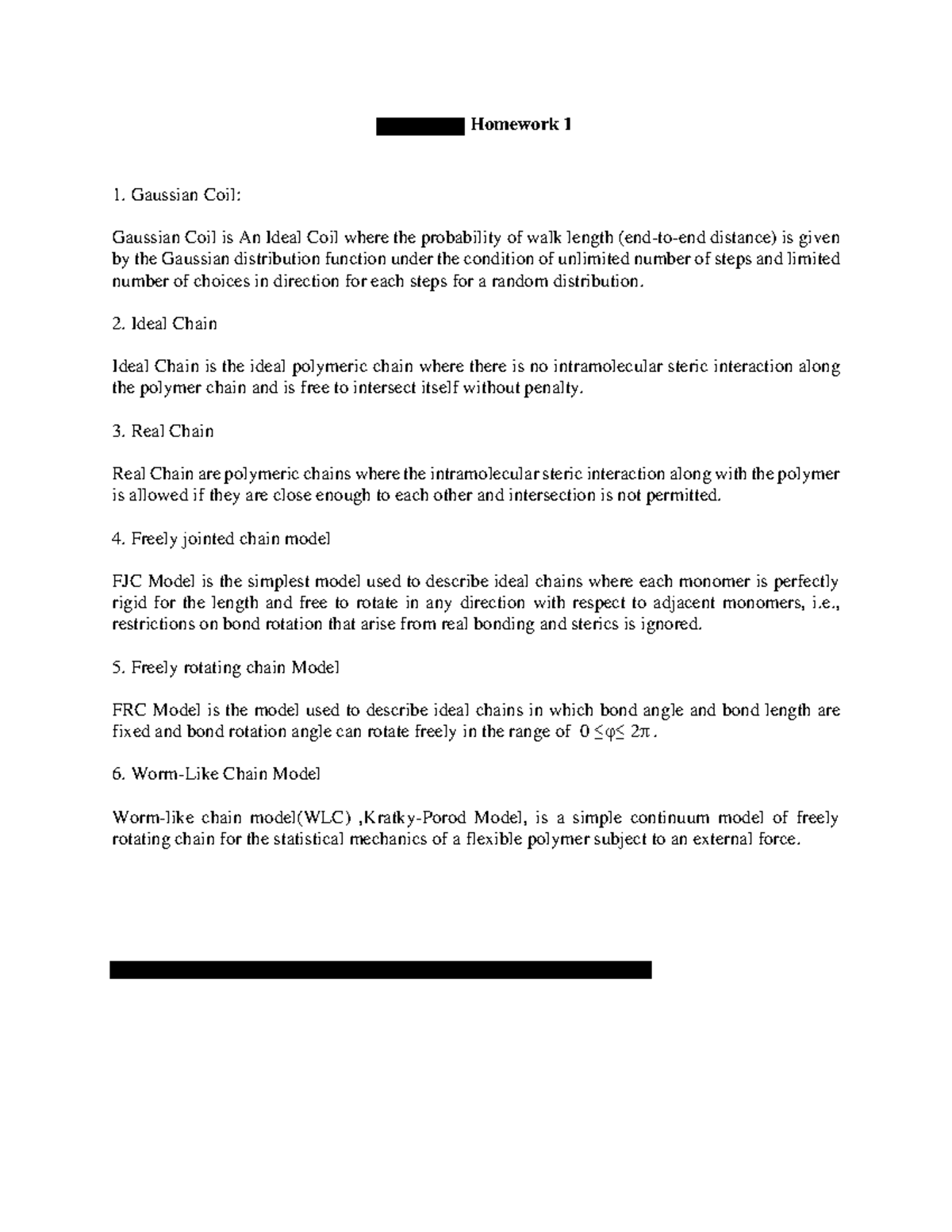 SCME 552 Homework week4 Redacted - Homework 1 Gaussian Coil: Gaussian ...