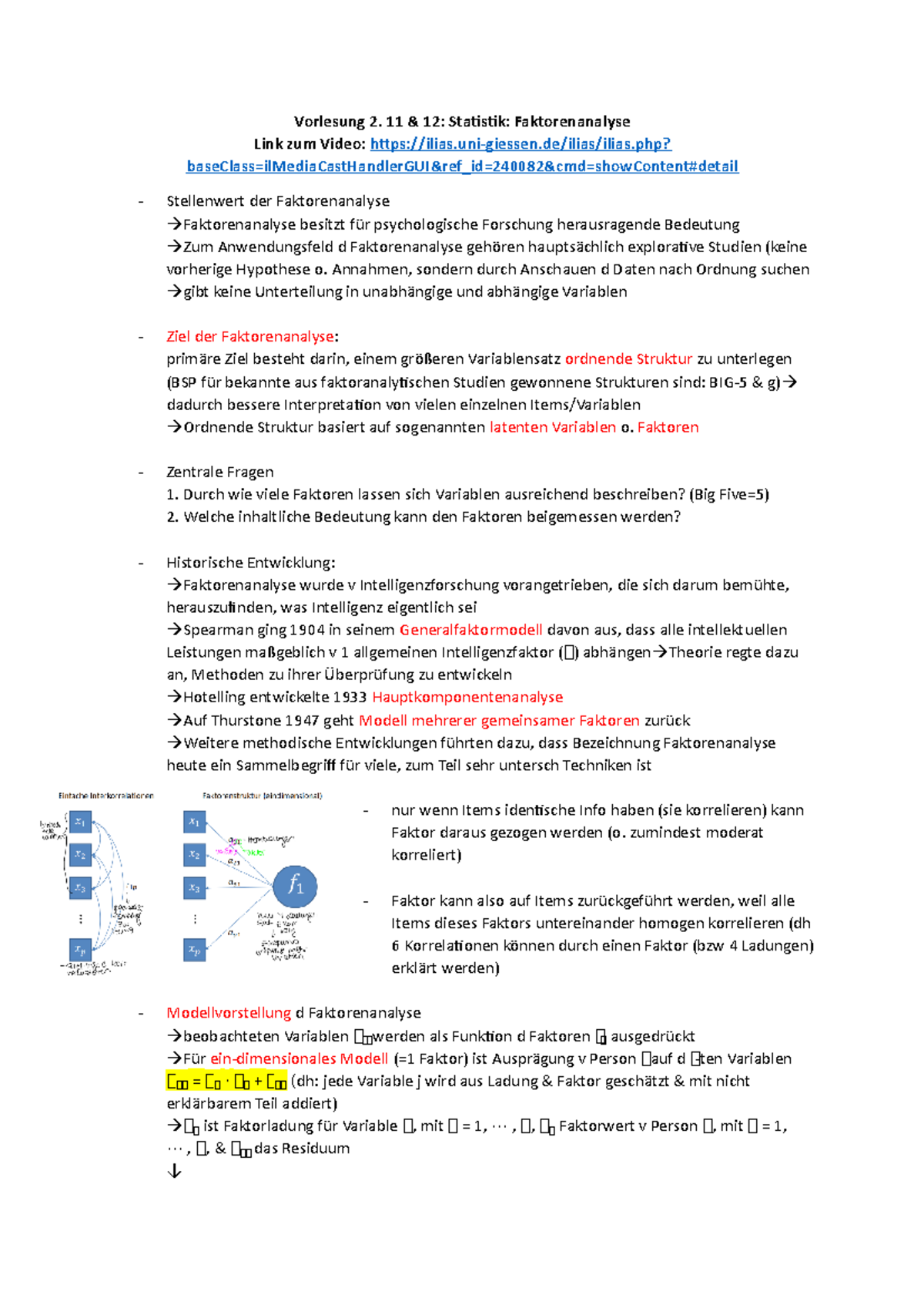 11 und 12. Faktoranalyse - Vorlesung 2. 11 & 12: Statistik ...