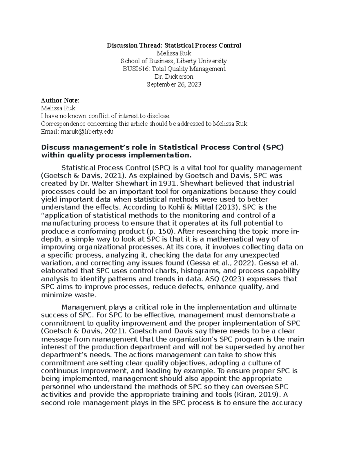 Statistical Process Control - Main Thread - Discussion Thread: Statistical Process Control ...