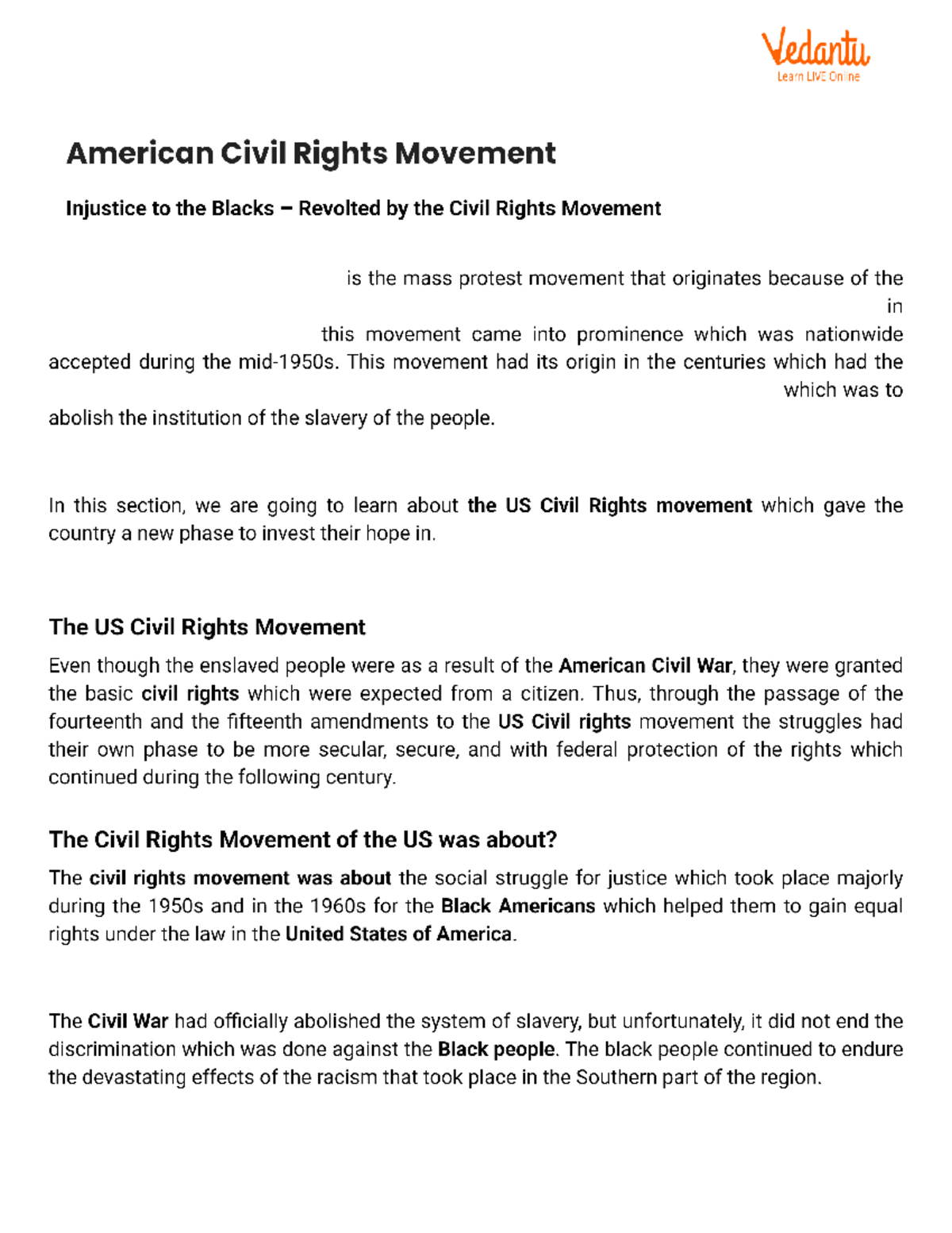 American Civil Rights Movement - BA 501 - Studocu