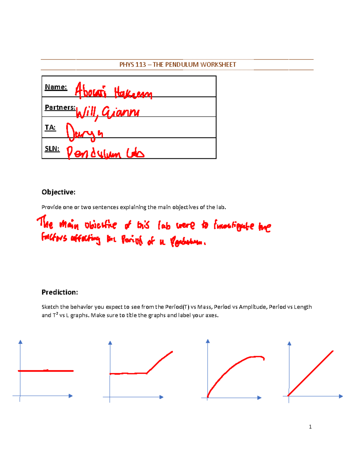 Combinepdf - lab - PHYS 113 – THE PENDULUM WORKSHEET Name: Partners: TA ...