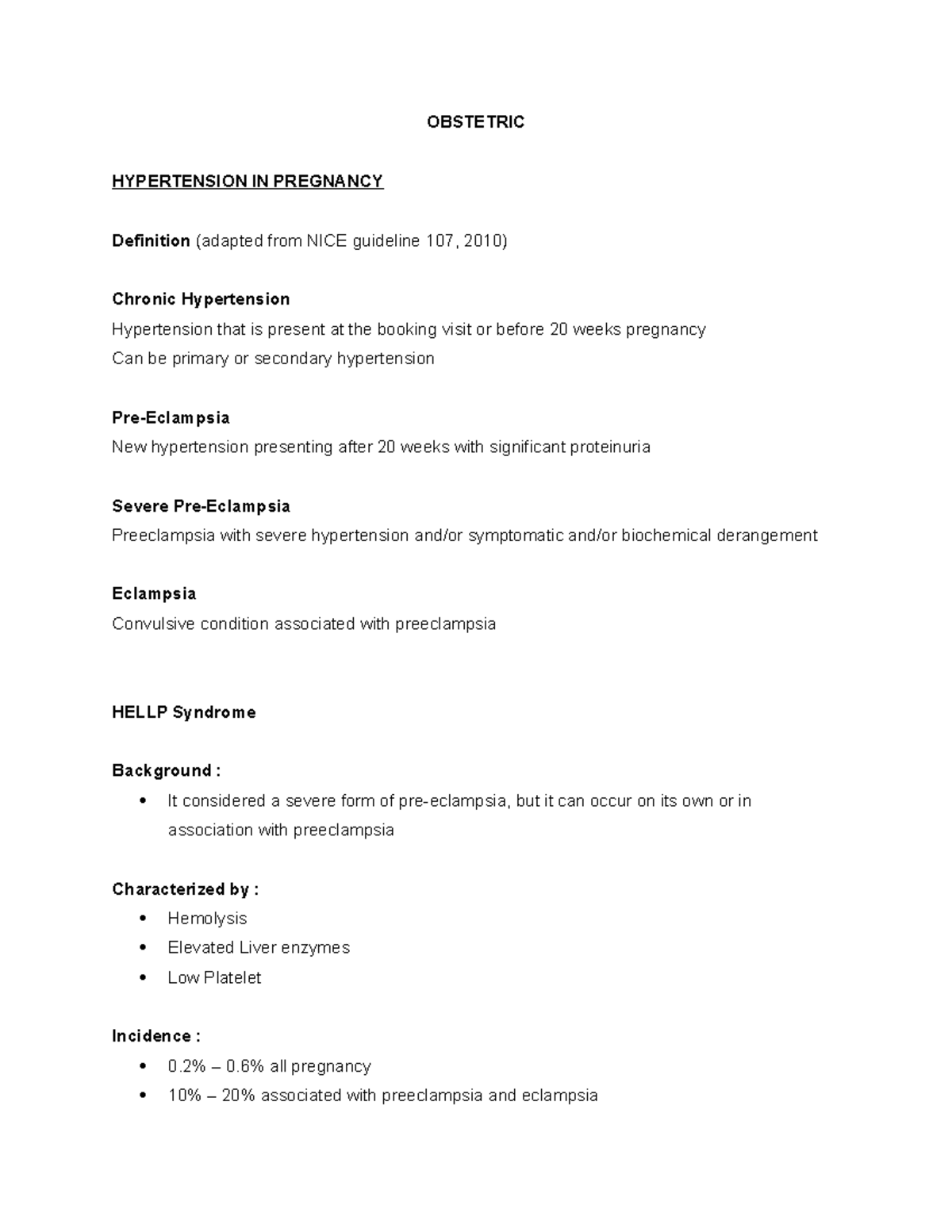 Topics of Obstetric - OBSTETRIC HYPERTENSION IN PREGNANCY Definition ...