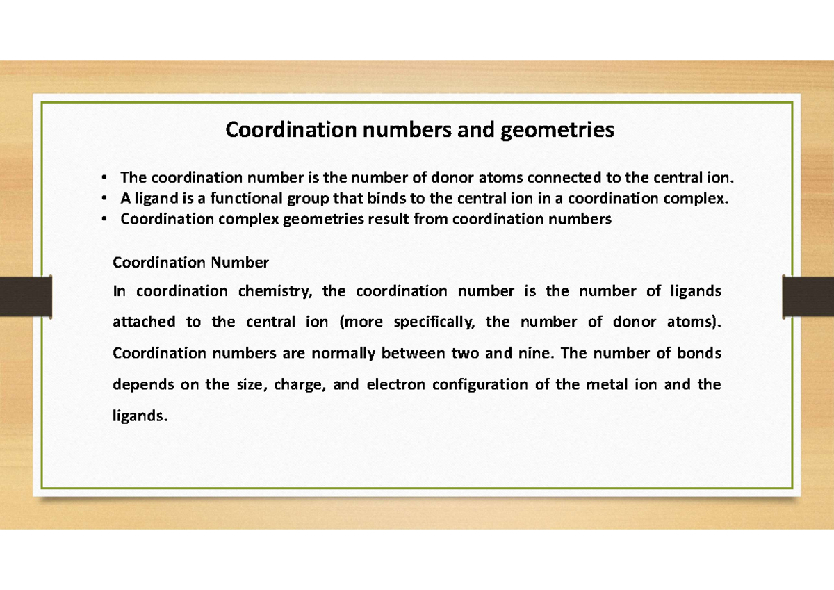 Unit-1-Coordination numbers - • The coordination number is the number ...