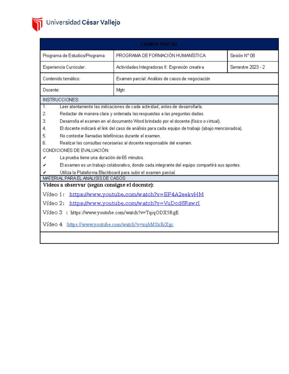 Examen Parcial - 2023 -1 ok (2) - EXAMEN PARCIAL Programa de Estudios/Programa PROGRAMA DE ...