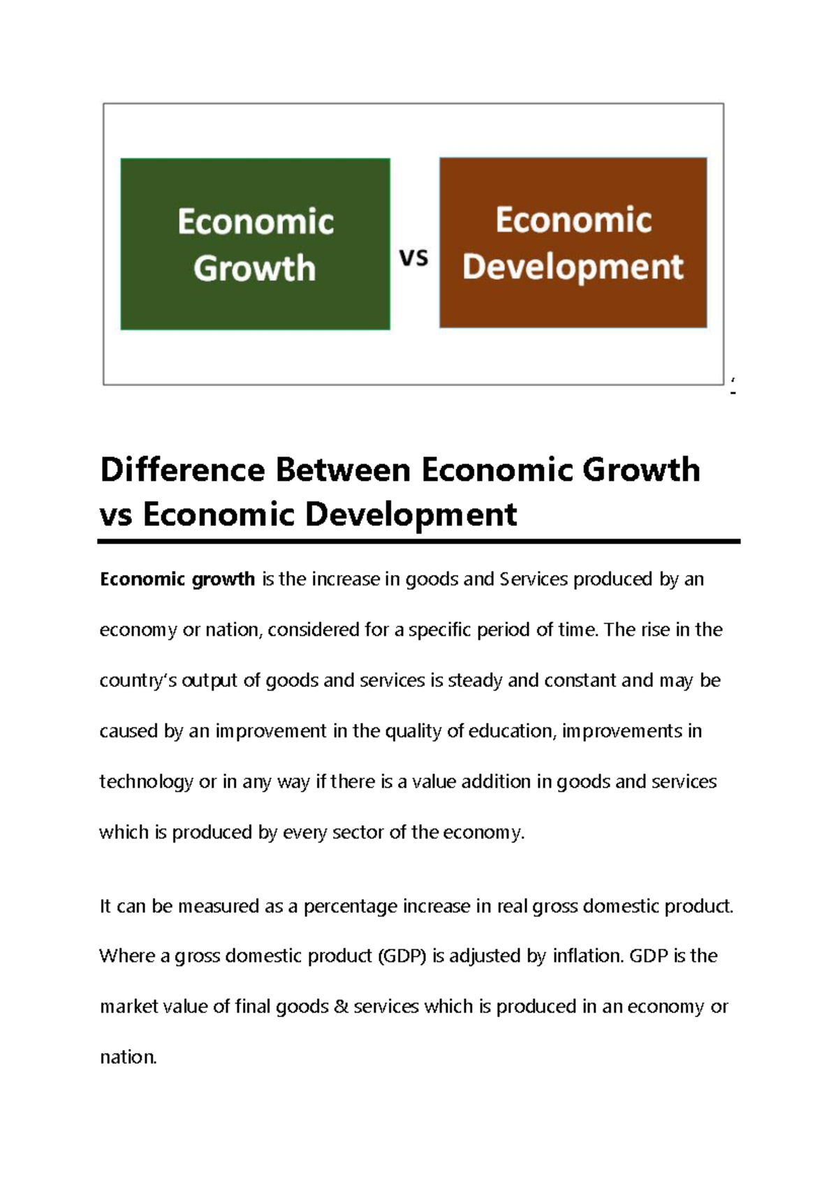1Difference Between Economic Growth vs Economic Development ...
