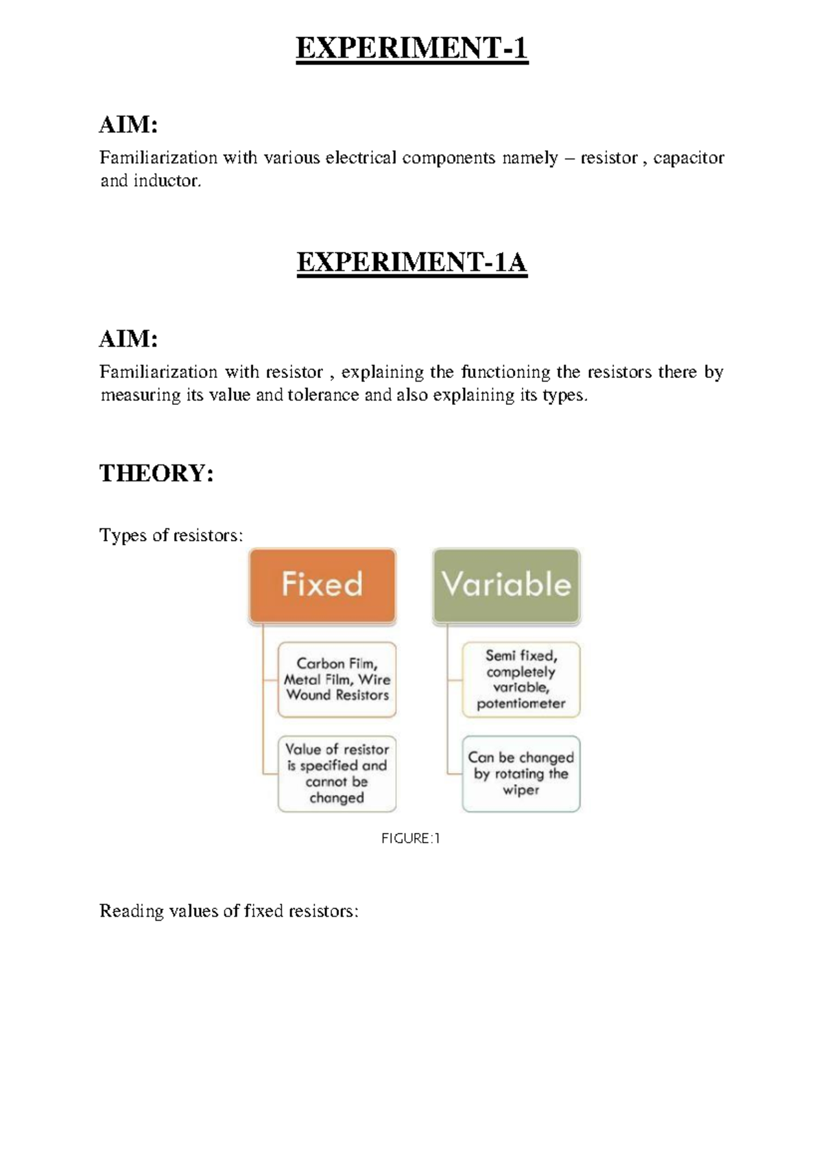 AE (Exp. 1-8) Typed Lab Report - EXPERIMENT- AIM: Familiarization with various electrical ...