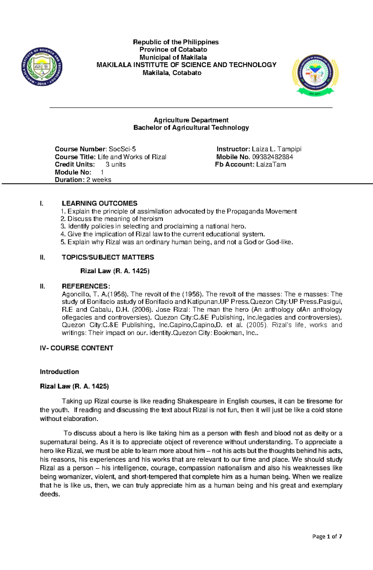 Soc Sci-5.docx for BSA Module 1 - Republic of the Philippines Province ...