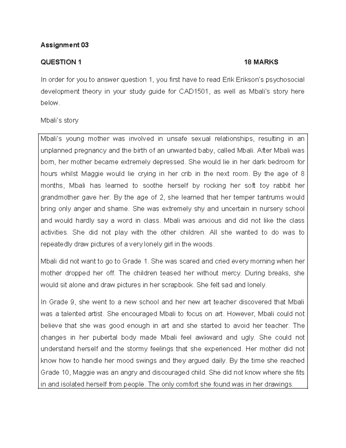 Assignment 03 2023 - Assignment 03 QUESTION 1 18 MARKS In order for you to answer question 1 ...