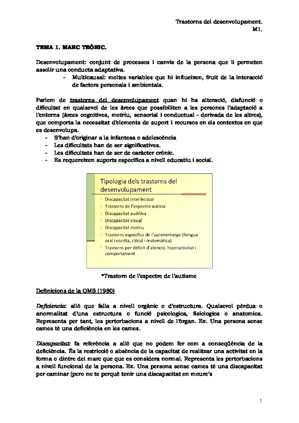 1. Marc teòric - Teoria de clase - Trastorns del desenvolupament. M1 ...