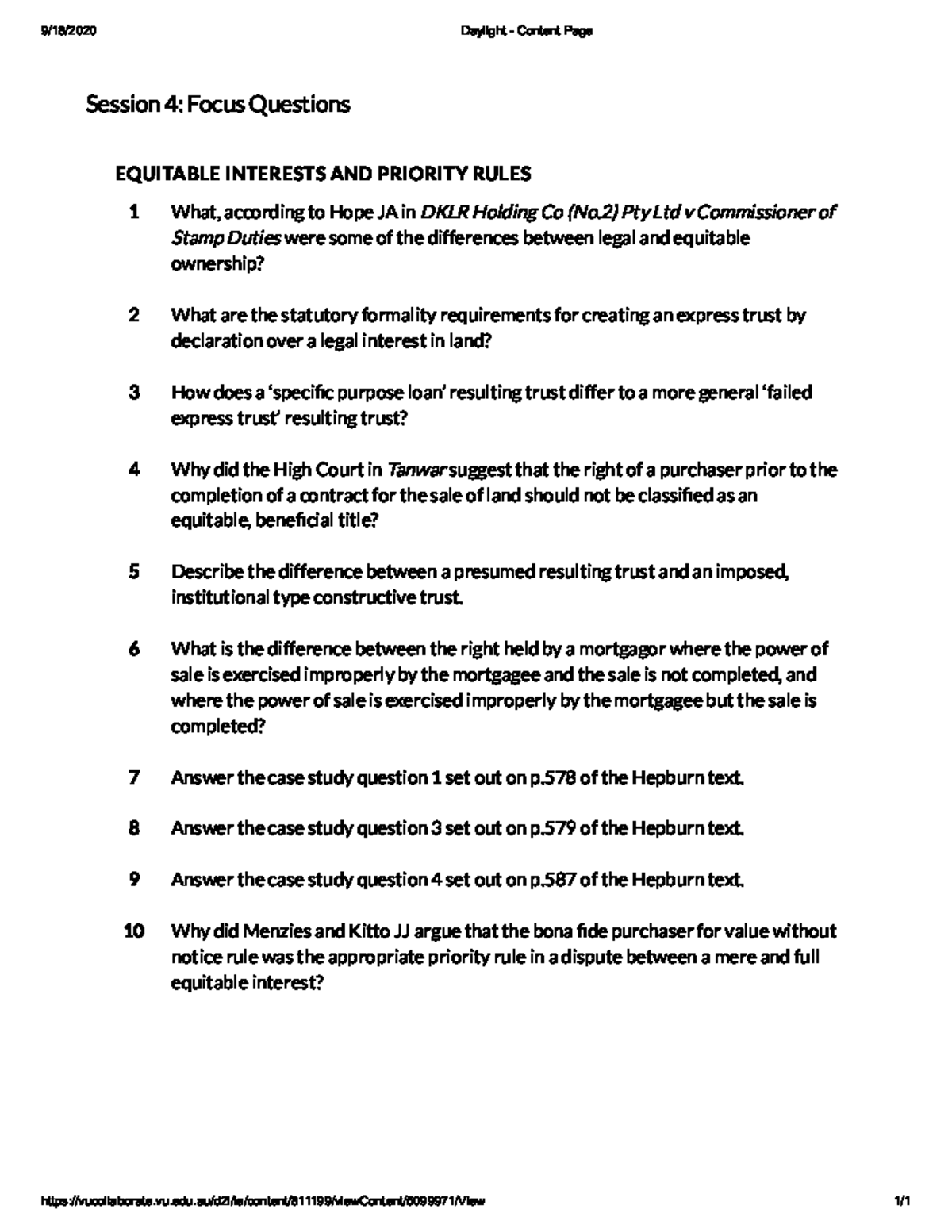 Session 4 Focus Questions - (BLB2125) Real Property Law - CQ - BLB2125 ...