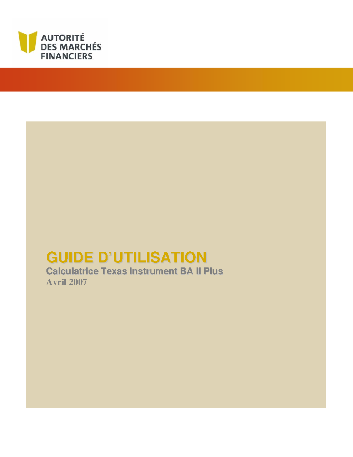 Guide d'utilisation-calculatrice BA II Plus - GGUUIIDDEE DD ...