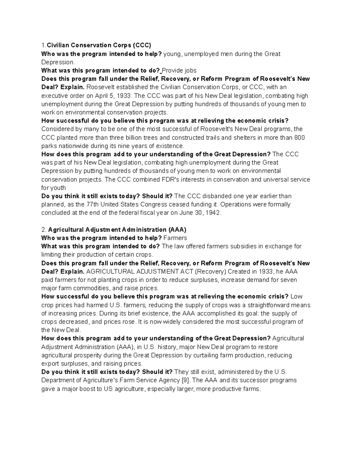 New Deal - All about the New Deal - 1 Conservation Corps (CCC) Who was ...