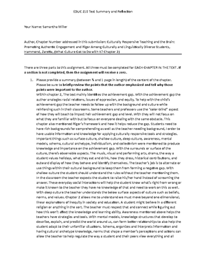 MY PERSONAL EDUC 210 Chapter 3 Summary and Reflection Template - EDUC ...