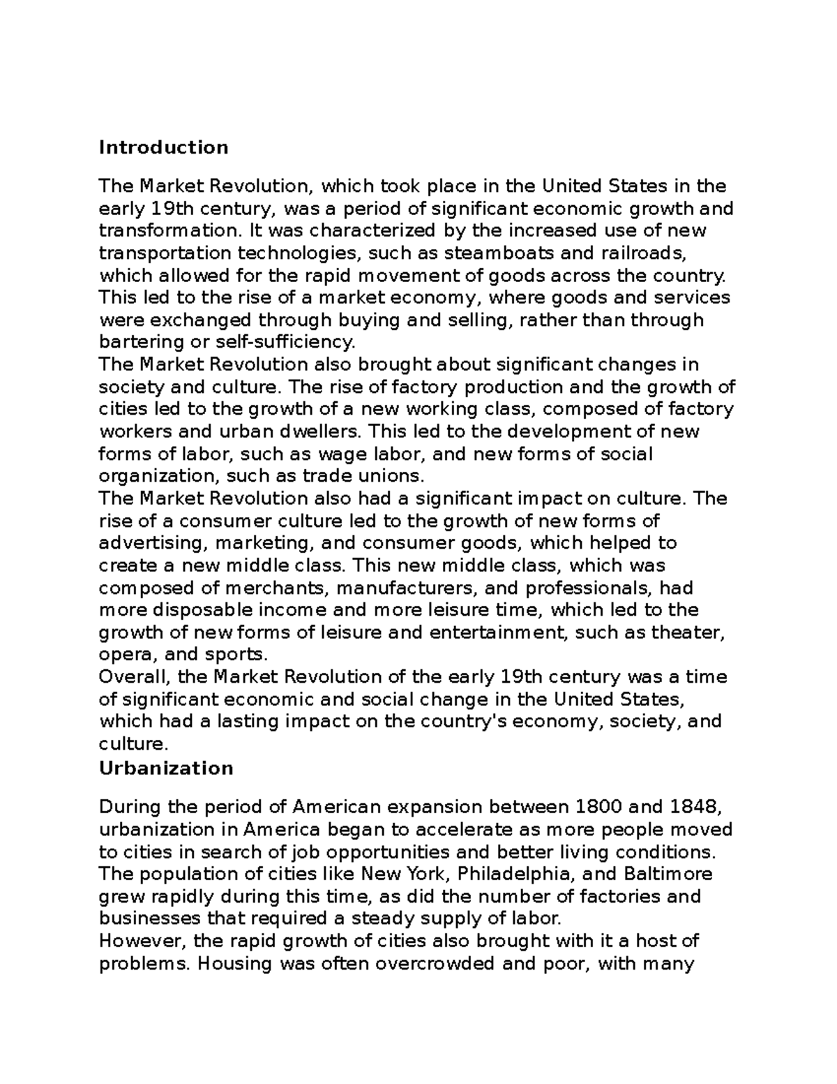 4.6 Market Revolution- Society and Culture - Introduction The Market ...