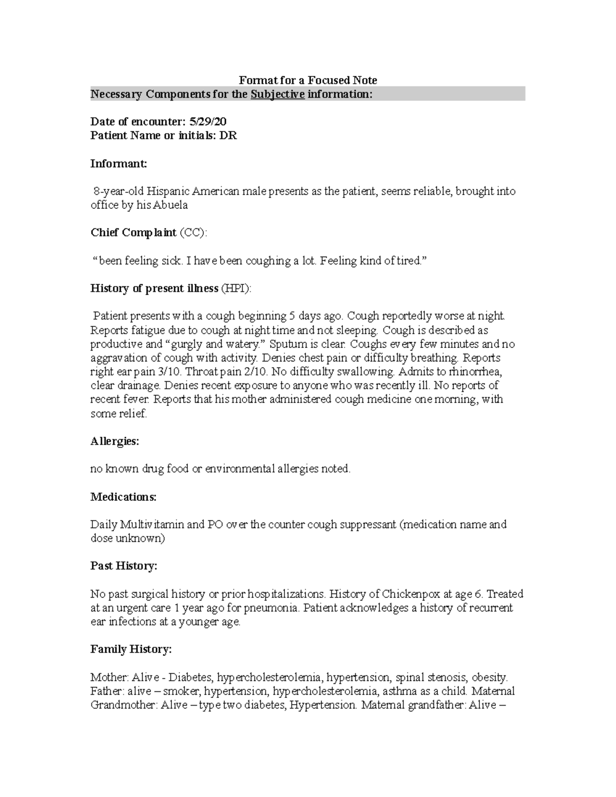 Danny Rivera - Focused note - Format for a Focused Note Necessary ...